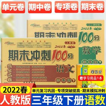 2022新版期末冲刺100分三年级下册语文数学人教版RJ2本68所名校期末冲刺100分小学3三年级语数复习完全试卷