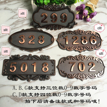 仿古铜门牌号 数字号码牌门号牌 房间门牌 小区门牌号