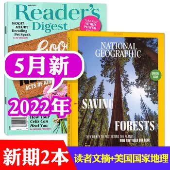 美国国家地理杂志2022年5月+读者文摘2022年5月共2本打包英文原版英文旅游科普英语过期刊