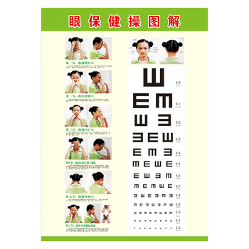 教室布置宣传画海报4节新版6节眼保健操示意图挂图贴纸贴画SCH SCH113 眼保健操图解 70*50厘米 PP覆膜贴纸
