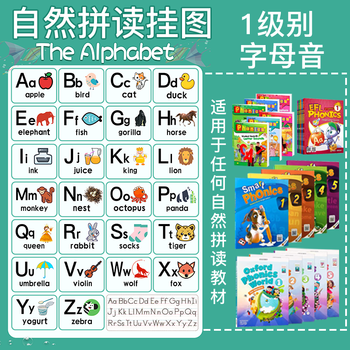 自然拼读挂图 牛津自然拼读大挂图/匹配牛津opw教材/5-12岁/全套5张 儿童自然拼读26个字母学习 常见词组合 1级 26个字母