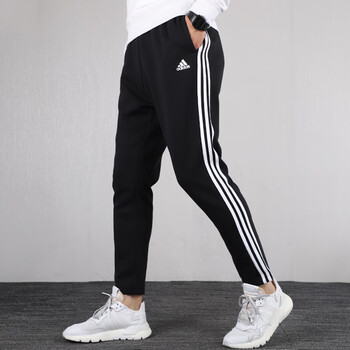 adidas阿迪达斯男裤 2021春季新品运动裤跑步训练健身裤子时尚三条纹休闲舒适透气直筒针织长裤 FK6884/黑色 XS/170/72A ...