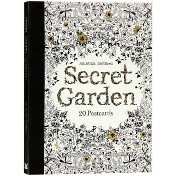 现货Secret Garden Postcards 秘密花园明信片装饰卡插画填色书插图