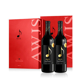 【音符旗舰店】AWJS澳大利亚原瓶原装进口红酒 音符经典系列 赤霞珠干红葡萄酒 礼盒整箱装 双支豪华礼盒（金+金）【图片 价格 品牌 报价】-京东