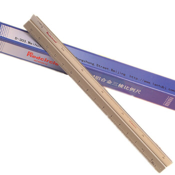 国产Redcircle红环铝合金比例尺三棱金属比例尺1:100-600 15cm 10cm 15cm