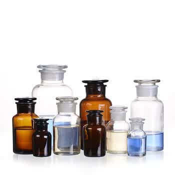 玻璃广口瓶 初中化学实验器材 教学仪器 大口试剂瓶 毫升 1000mL 透明白色