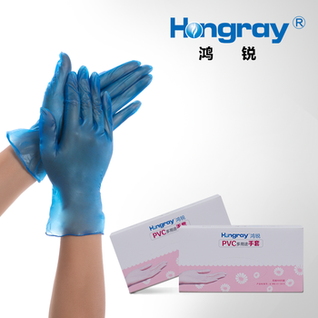 包邮 现货Hongray|鸿锐一次性PVC多用途手套 橡胶乳胶丁腈 厨房洗碗 家务劳动 染发护 蓝色/100只1盒 L大号【图片 价格 品牌 报价】-京东