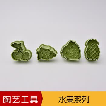 水流星陶艺  塑料立体弹簧印花模具印坯 少儿儿童陶艺模具 陶艺工具 水果系列