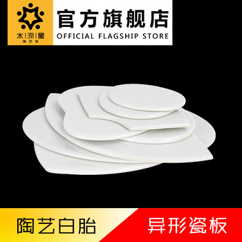 水流星陶艺 白胎异形瓷板陶瓷装饰盘子瓷板画景德镇陶瓷釉上彩绘画 注：瓷板为中白！