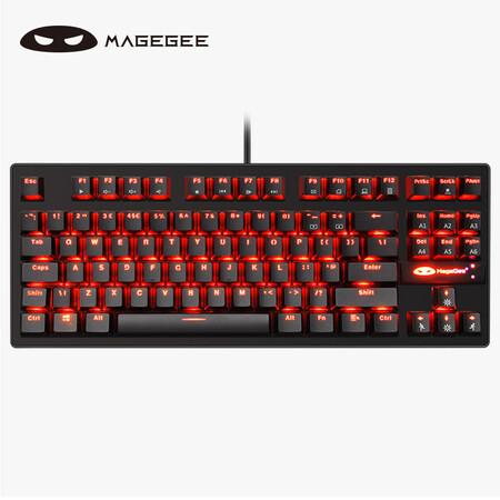 【MageGeeMK1】MageGee MK1 机械键盘 有线机械键盘 87键背光游戏机械键盘 台式电脑笔记本游戏键盘 黑色红光 青轴【行情 ...
