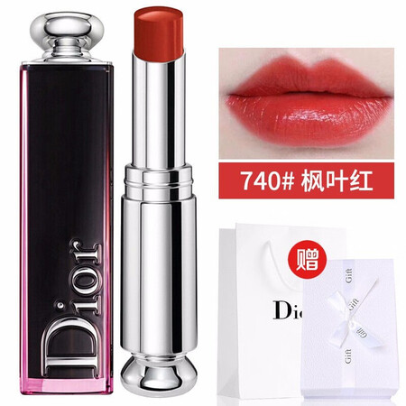 迪奥（Dior）迪奥740#口红 瘾诱超模漆光固体唇釉黑管唇膏 0 740#枫叶红【图片 价格 品牌 报价】-京东