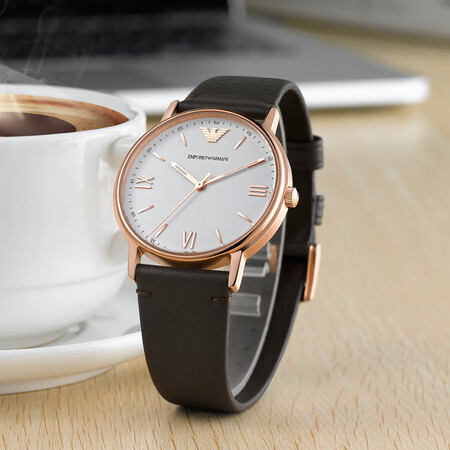 【安普里奥·阿玛尼AR11011】阿玛尼(Emporio Armani)手表 皮制表带时尚休闲男表 简约石英男士腕表 送男友生日礼物 ...