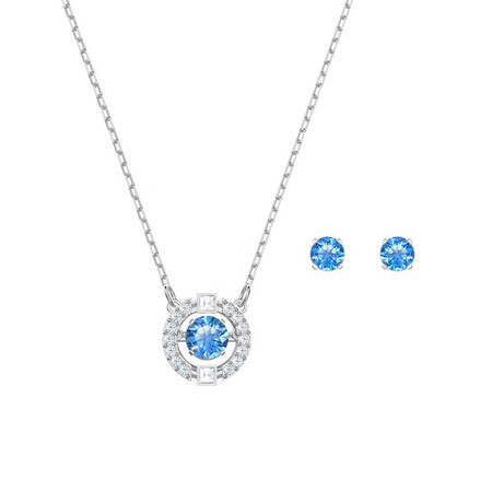 【施华洛世奇项链】SWAROVSKI 施华洛世奇 跳动的心 SPARKLING DC耳钉项链套装 5480485 蓝色【行情 报价 价格 评测】-京东