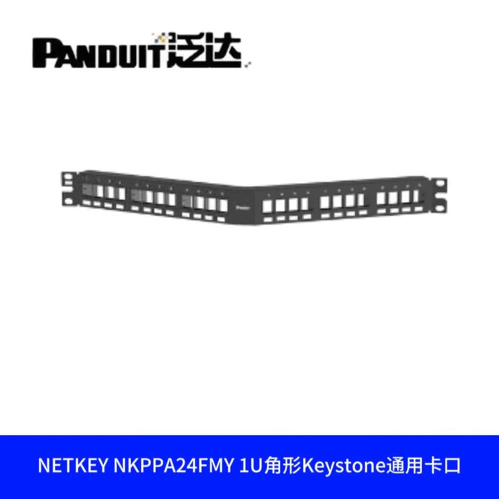 泛达泛达NETKEY通用24口48口网络配线架机柜式理线架弱电NKFPL24模块式五类超六类1U2U平面角形配线架 NKFPA24FMY角形 ...
