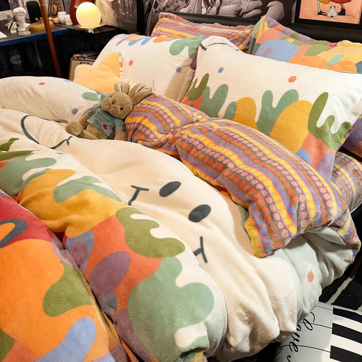 唐裔冬季双面牛奶绒被套单件200x230法兰珊瑚加绒加厚1.5米被罩四件套 微笑冰淇淋【加厚保暖牛奶绒】 单被套:180x220cm【图片 价格 品牌 报价】-京东