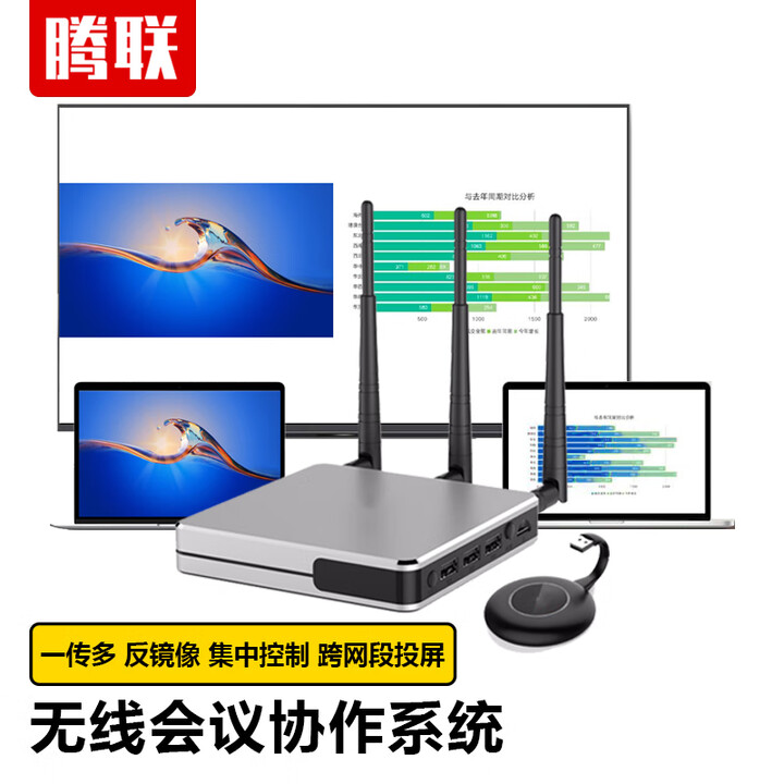 【腾联TL-WTS400-QS28】腾联无线投屏器手机平板电脑笔记本会议办公USB一键智投HDMI传输4K音视频同屏 标准版 配1个USB发射 ...