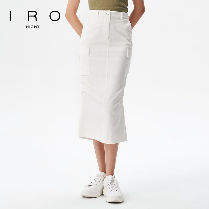 IRO NIGHT 纯棉工装休闲半身裙长款鱼尾法式轻奢24春季新款 纯净白 38【图片 价格 品牌 报价】-京东