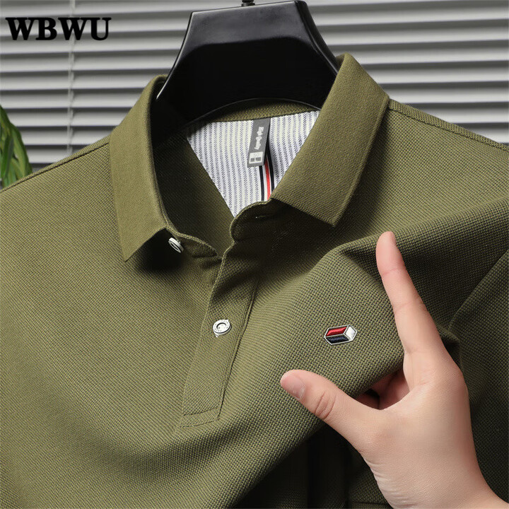 WBWU轻奢品牌polo衫男士短袖t恤夏季新款高端男装翻领商务休闲半袖 G8927军绿 3XL (建议175-190斤)【图片 价格 品牌 ...