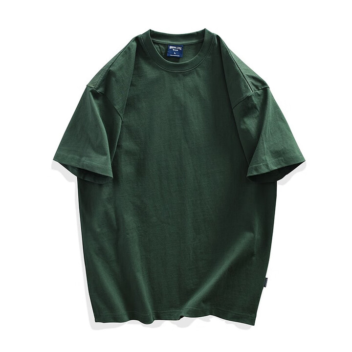 后探（HouTan）式经典280g重磅纯色T恤男短袖夏季ins潮牌宽松大码半袖体恤男衣服 墨绿色 M（100-120斤）【图片 价格 品牌 报价】-京东