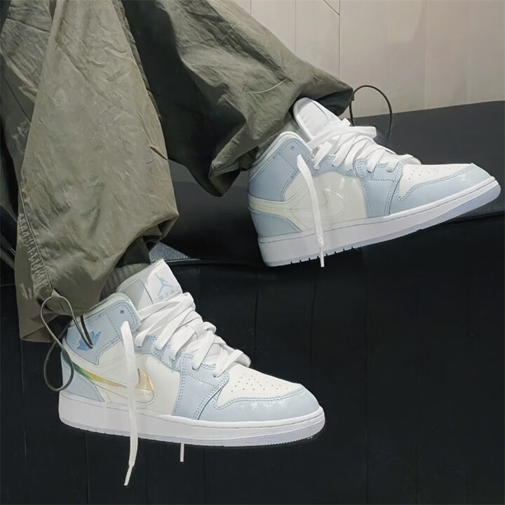 耐克（NIKE） Air Jordan 1 Mid AJ1 蓝色 防滑耐磨运动舒适复古休闲篮球鞋 FD8780-601白粉 38【图片 价格 ...