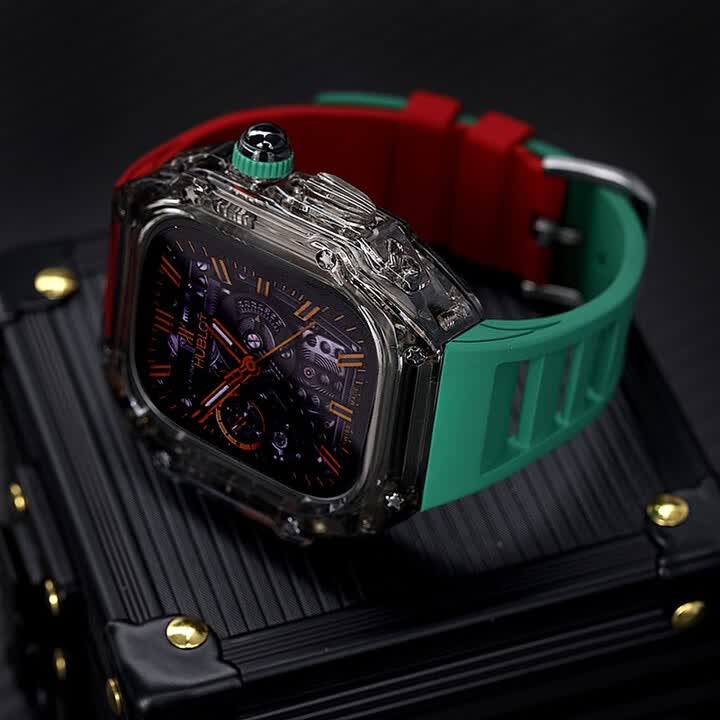 MR.MULL星图ultra49mm46冰川改装透明保护壳套氟橡胶苹果手表带10iwatch12789蝴蝶扣透明11改造42s9/44/45 ...