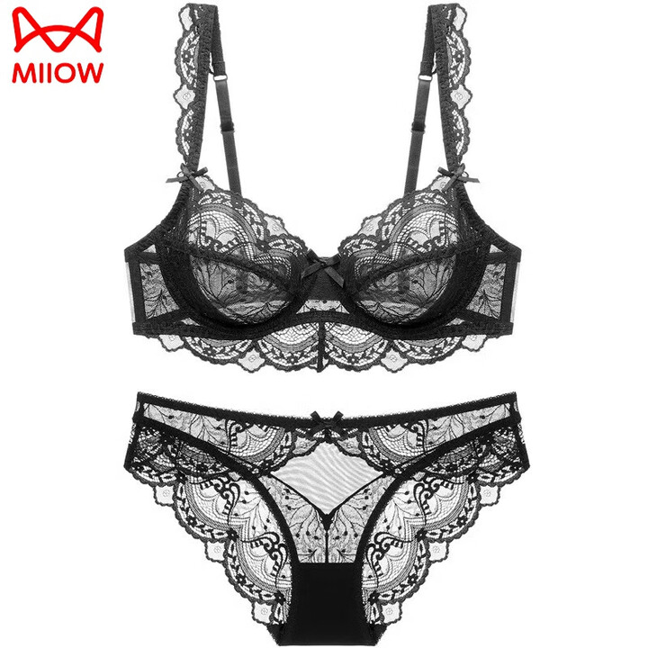 猫人（MiiOW）高端新品文胸套装法式性感透气蕾丝大胸显小红色本命年女内衣 黑色套装 80B 36(配L码内裤)【图片 价格 品牌 报价】-京东