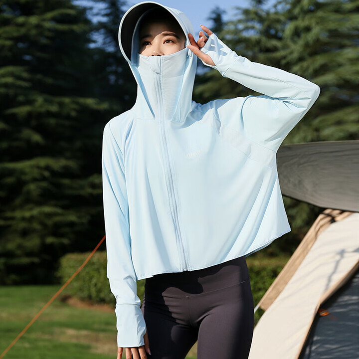 蕉下森林冰丝防晒衣女夏季2025新款宽松披肩upf50+短外套薄防紫外线防晒服 天蓝色(原纱)帽檐可拆 UPF50+ M 【80-130斤】【图片 价格 品牌 报价】-京东