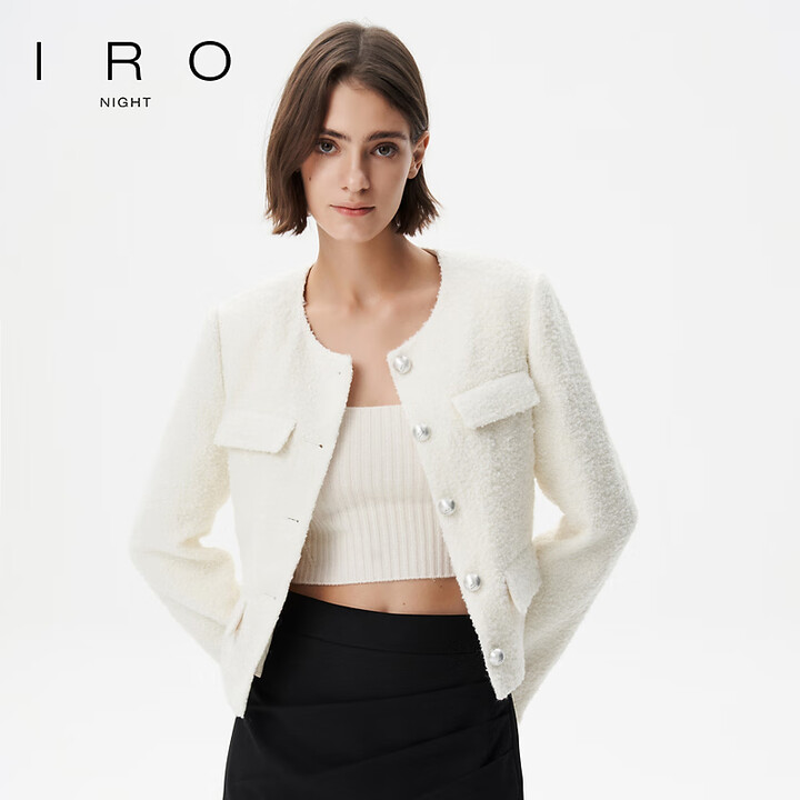 IRO NIGHT 23秋季新款法式轻奢短款毛绒软糯毛呢内拆卸外套 白色 36【图片 价格 品牌 报价】-京东