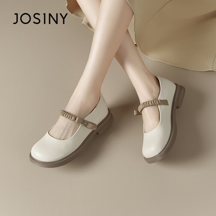 卓诗尼（Josiny）软底玛丽珍鞋女2024年春季新款法式温柔小皮鞋学院一字带浅口单鞋 米白色 38【图片 价格 品牌 报价】-京东
