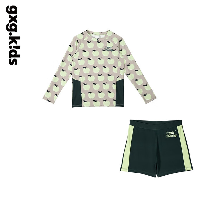 gxg.kidsGXG童装24夏季儿童泳装男童撞色满印分体长袖短裤速干泳衣 灰色 110cm【图片 价格 品牌 报价】-京东