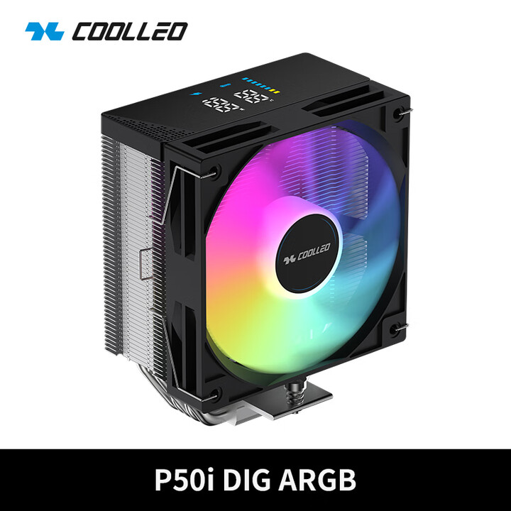 COOLLEO酷里奥P50i DIG系列数显版单塔5热管散热器（智能数显/温度预警）散热器可兼容1700、AM5平台 P50i DIG ...