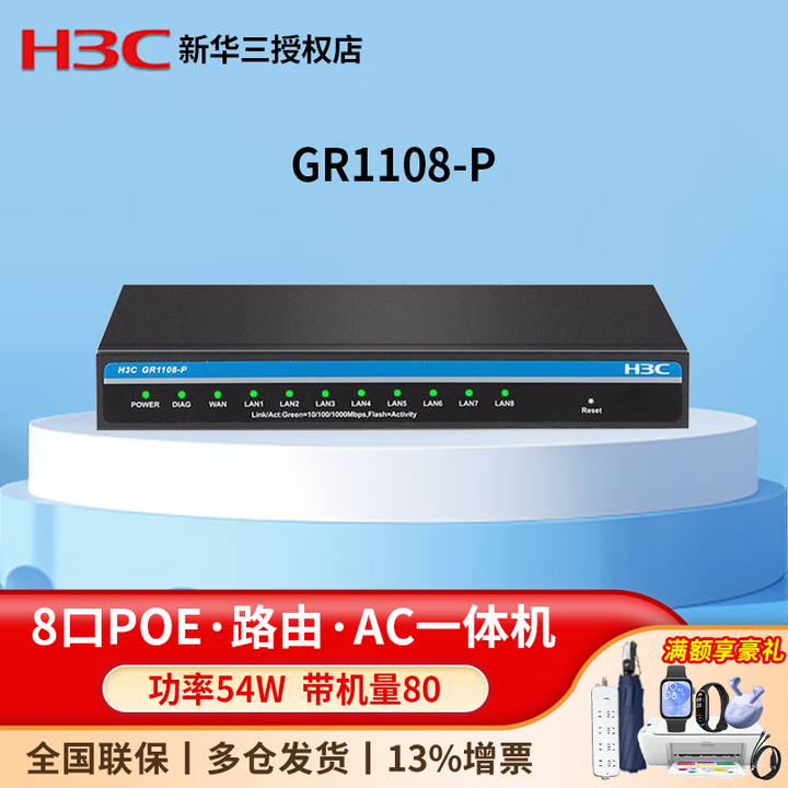 华三（H3C）GR千兆企业级多WAN口路由器VPN内置AC管理AP防火墙网关 GR1108-P 8口千兆POE【图片 价格 品牌 报价】-京东