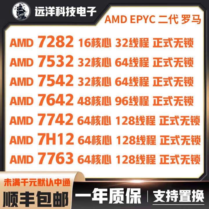 AMD 7551 7642 7282 7542 7742 7H12 7763 7702 7532 7K62 CPU AMD EPYC 7742 ...