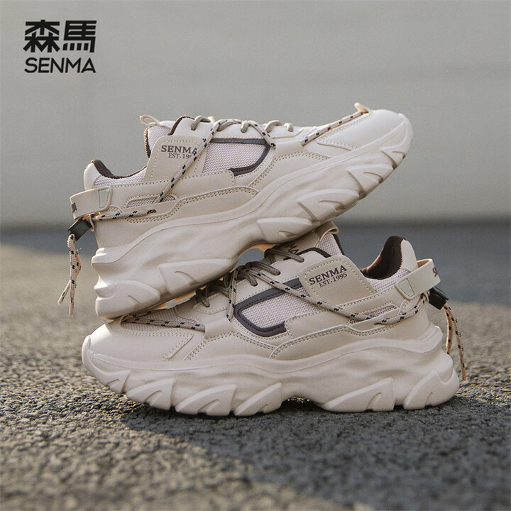 【森馬（Senma）SM380A】森馬（Senma）休闲鞋男厚底增高时尚百搭运动老爹鞋男SM380A 米色 40码【行情 报价 价格 评测】-京东