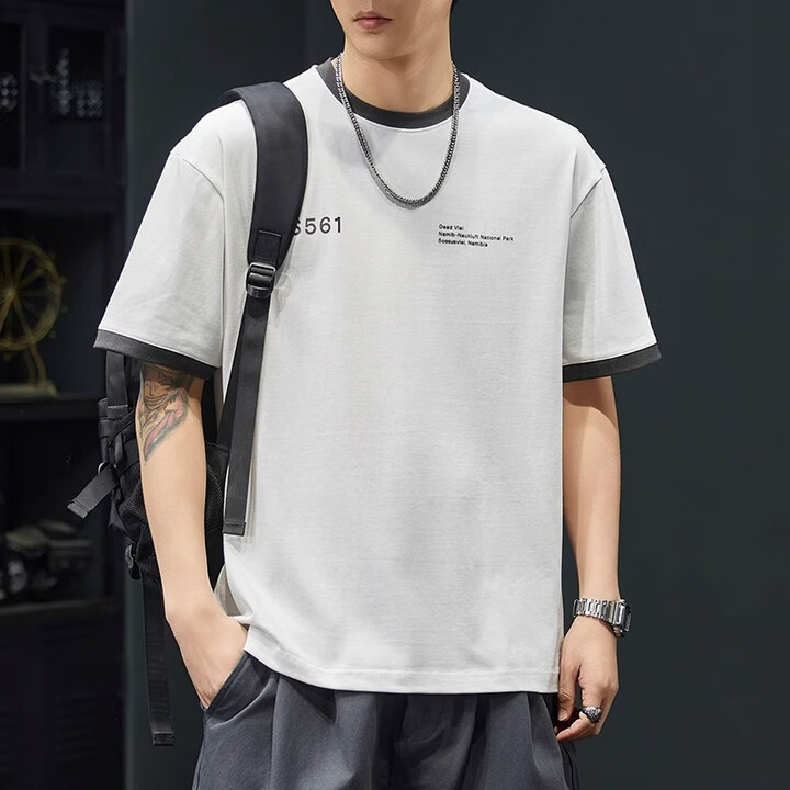 后探260g重磅美式短袖t恤男士2025夏季新款宽松圆领纯棉打底半袖体恤 白色 L （115-135斤）【图片 价格 品牌 报价】-京东