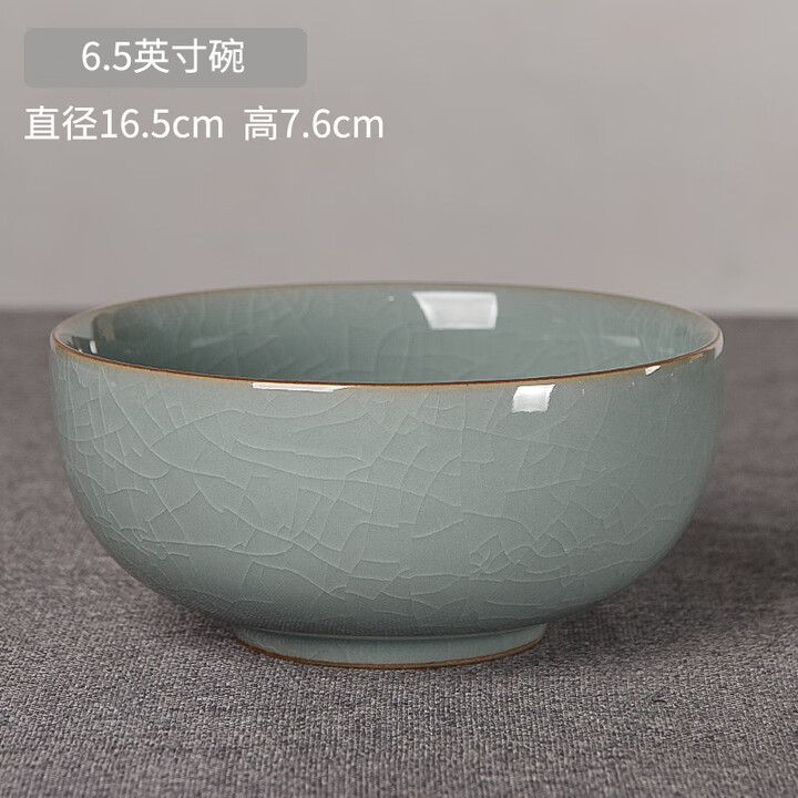 景德镇（jdz）青瓷米饭餐具冰裂纹中式哥窑简约面碗大碗家用大汤碗饭菜稀饭碗 6.5英寸哥窑粉青【图片 价格 品牌 报价】-京东