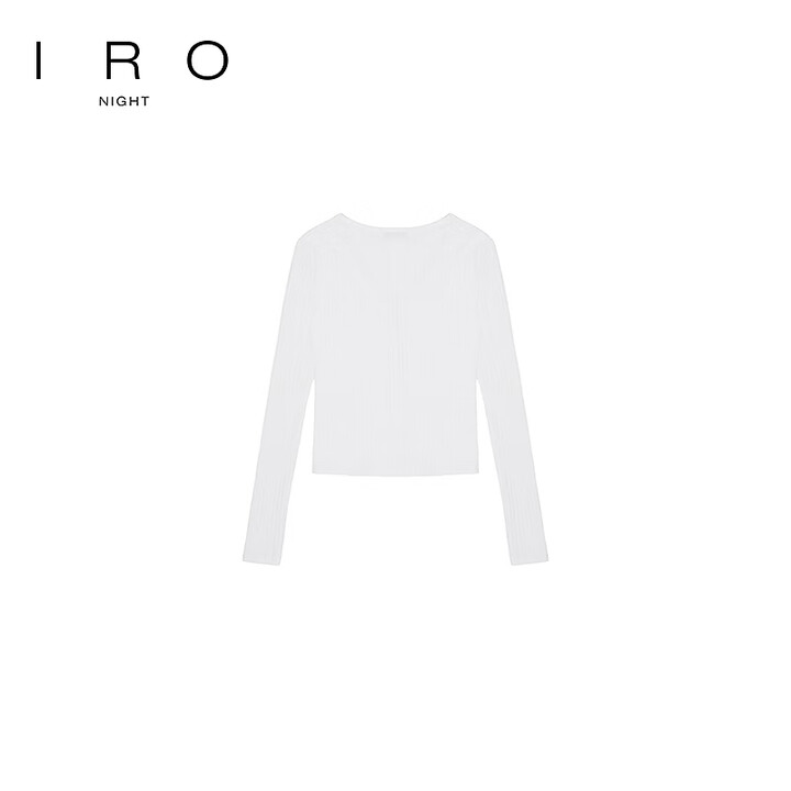 IRO NIGHT 棉质针织开衫坑条深V领修身多色法式 白色 L【图片 价格 品牌 报价】-京东