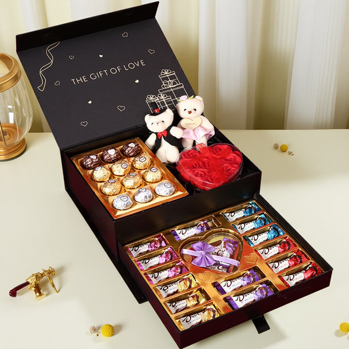 德芙（Dove）德芙送巧克力礼盒装送老婆闺蜜520女儿生日礼物送人丝滑牛奶 双层礼盒小熊款【图片 价格 品牌 报价】-京东