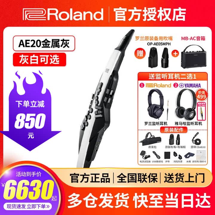 罗兰（Roland）电吹管AE20 AE30电子萨克斯Aerophone成人老年人初学吹管乐器 AE20灰+吹嘴+罗兰AC音箱+礼包【图片 ...