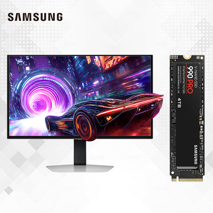 【三星G81SF*990PRO】三星（SAMSUNG）27英寸 OLED 4K 240Hz玄龙骑士G81SF电竞显示器+三星 4TB SSD固态硬盘 990 PRO 4T【行情 报价 价格 ...