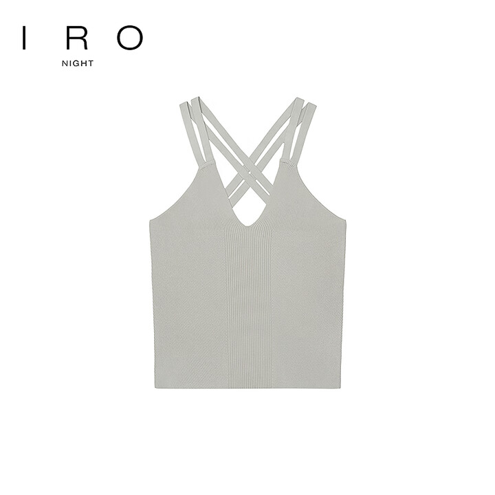 IRO NIGHT 双肩带吊带背心坑条交叉肩带法式轻奢简约 海鸥灰 XS【图片 价格 品牌 报价】-京东