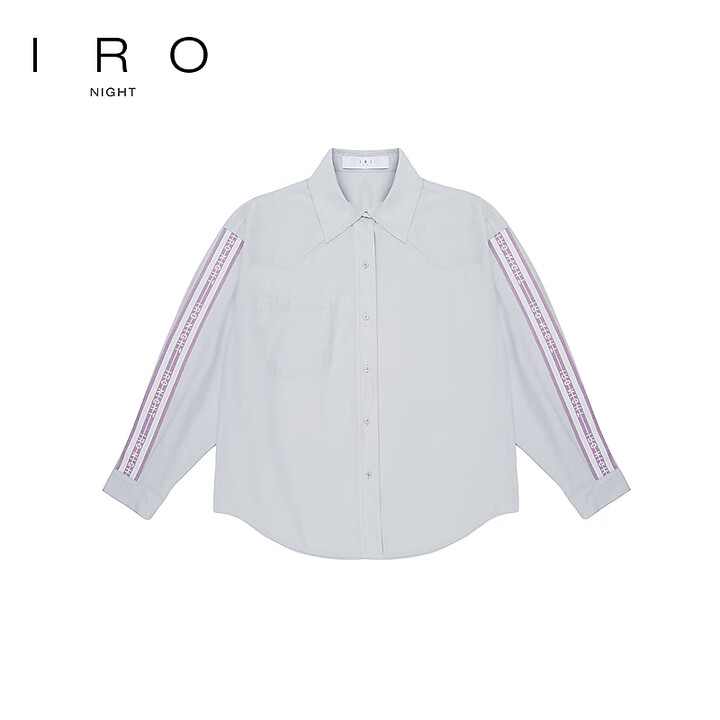 IRO NIGHT 织带衬衫单口袋长袖春日空气感法式轻奢 浅灰紫 M【图片 价格 品牌 报价】-京东