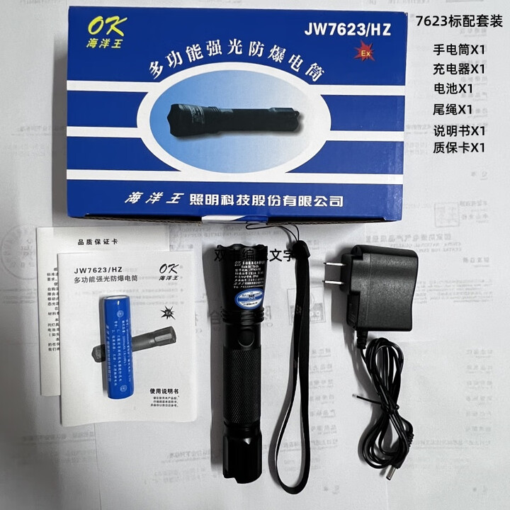 海洋王替代款JW7623/HZ防爆强光手电筒JW7622巡检防水 7623标配( 7623标配(防爆)【图片 价格 品牌 报价】-京东