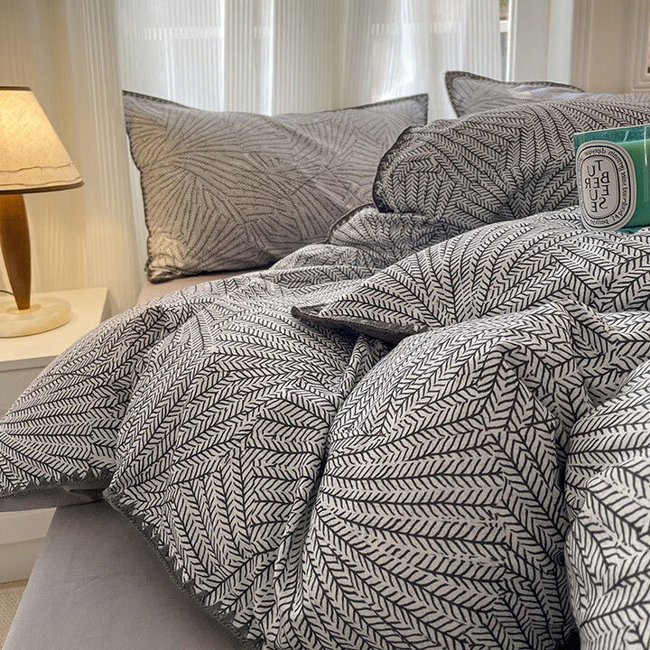 LUOLAI HOME罗莱出品简约感纯棉磨毛四件套全棉斜纹加厚被套床单床上用品 觅咖-灰色 床单款 1.8m四件套【图片 价格 品牌 报价】-京东