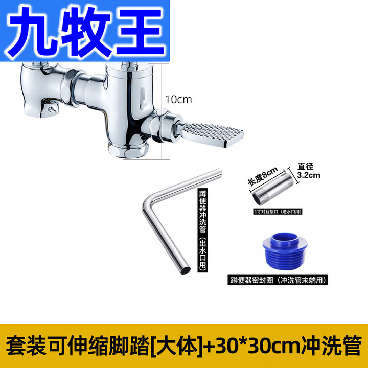 九牧王（joxod）全铜卧式可伸缩式大便冲洗阀蹲便厕所脚踏延时阀手扳式脚踩冲水阀 可伸缩脚踏【大体】+30*30cm冲洗【图片 价格 品牌 ...