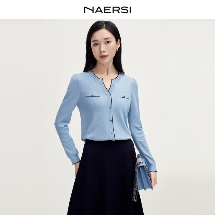 娜尔思（NAERSI）娜尔思2025年秋季新款女装高级感针织衫 淡群青蓝色 M【图片 价格 品牌 报价】-京东
