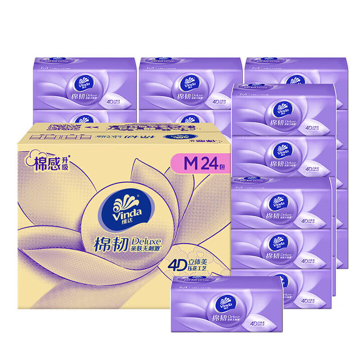 【维达（Vinda）V2880-B】维达（Vinda） 抽纸 M码3层100抽24包纸巾原木无香餐巾纸面巾纸 整箱装 V2880-B【行情 ...