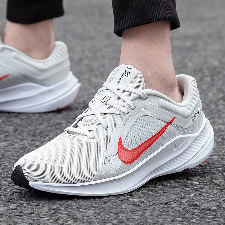 耐克（NIKE）男鞋跑步鞋 2025夏季新款QUEST 5网面透气运动鞋户外学生休闲鞋子 DD0204-007/QUEST 5/米色红勾 42 ...