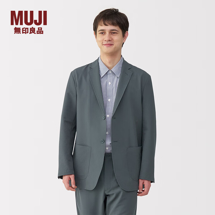 无印良品（MUJI）男式 易干弹力泡泡纱 夹克 男士外套西服休闲西装25年春夏 中灰色 L (175/100A)【图片 价格 品牌 报价】-京东