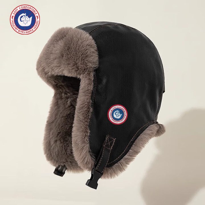 SCOTT GOOSE秋冬新款 GOOSE 加绒加厚皮帽雷锋帽保暖男女防风护耳大头 黑色 M 常规码M（56-59cm）【图片 价格 品牌 ...